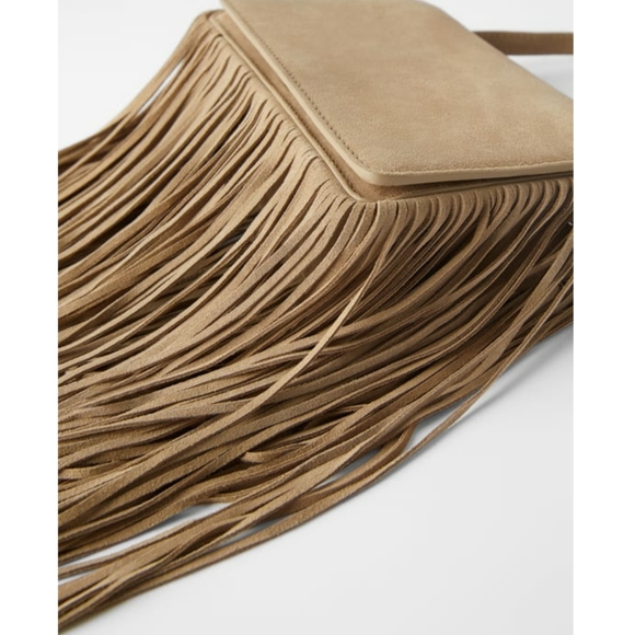 Zara | Bags | Zara Leather Crossbody Fringe Bag Tantaupe | Poshmark